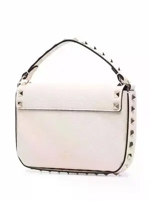 Valentino Garavani Rockstud Grainy Calfskin Leather Bag - Neutrals