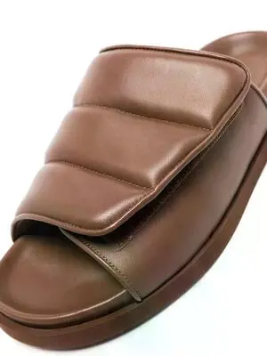 GIABORGHINI Padded Leather Slides - Brown