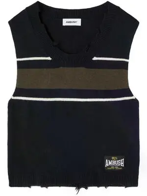 AMBUSH Distressed Striped Wool Vest