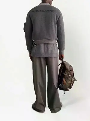 Off-White Embroidered Slogan Bomber Jacket - Grey