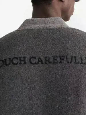 Off-White Embroidered Slogan Bomber Jacket - Grey