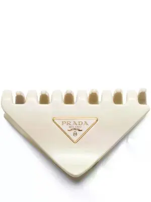 Prada Logo Claw Clip - Neutrals
