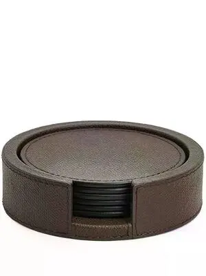 GIOBAGNARA Tao Leather Coasters - Brown