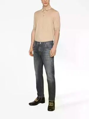 Dolce & Gabbana Short-sleeve Silk Polo Shirt
