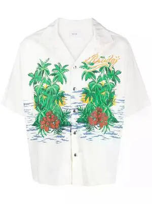 Rhude Palmas Snap Short-sleeve Shirt - Neutrals