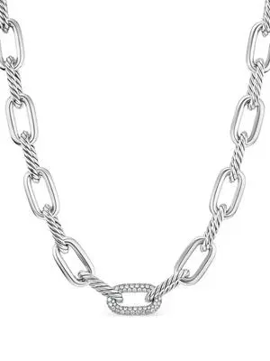 David Yurman Sterling Diamond Chain Necklace - Silver