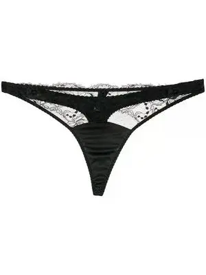 FLEUR OF ENGLAND Sheer Lace Thong - Black