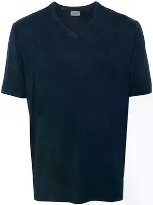 Hanro V-neck Mélange-effect T-shirt - Blue