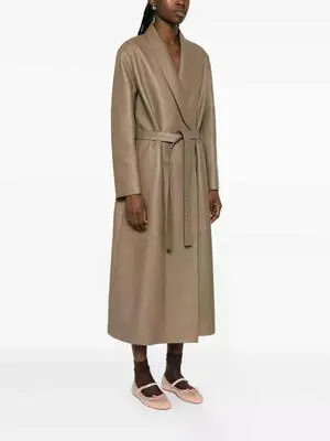 Fendi Belted Leather Coat