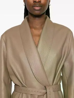 Fendi Belted Leather Coat