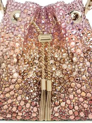 JIMMY CHOO Bon Bon Crystal Bucket Bag - Pink