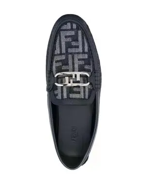 Fendi Logo-plaque Leather Loafers