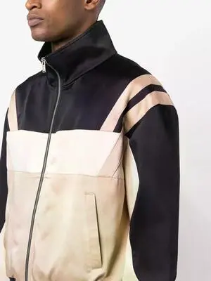 Saint Laurent Panelled Zip-up Bomber Jacket - Neutrals