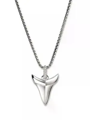 John Hardy Sterling Shark Tooth Talisman Diamond Necklace