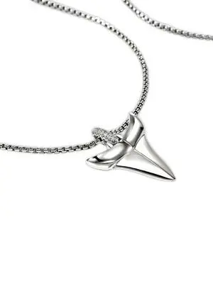 John Hardy Sterling Shark Tooth Talisman Diamond Necklace
