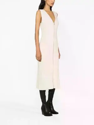 JIL SANDER V-neck Ribbed-knit Midi Dress
