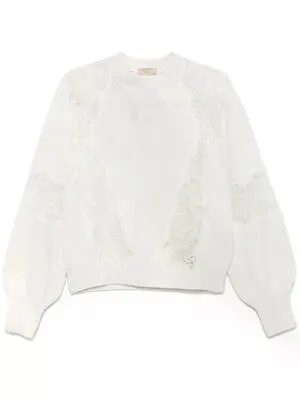 Elie Saab Lace-inserts Sweater - Neutrals