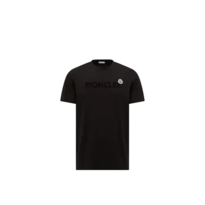 Moncler Flocked Logo Cotton T-shirt - Black