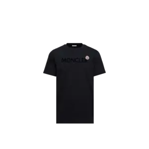 Moncler Moncler Flocked Logo Cotton T-shirt Blue