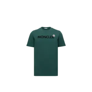 Moncler Moncler Flocked Logo Cotton T-shirt Green