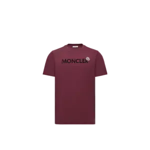 Moncler Moncler Flocked Logo Cotton T-shirt Red