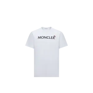 Moncler Flocked Logo Cotton T-shirt - White