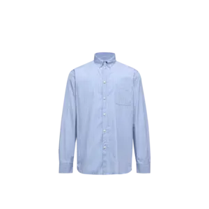 Moncler Striped Oxford Cotton Long Sleeve Shirt - Blue
