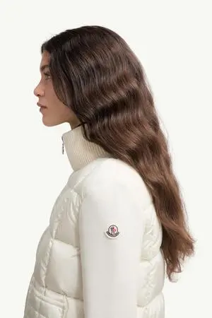 Moncler Square-quilted Padded Wool Zip-up Cardigan - White