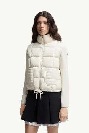 Moncler Square-quilted Padded Wool Zip-up Cardigan - White