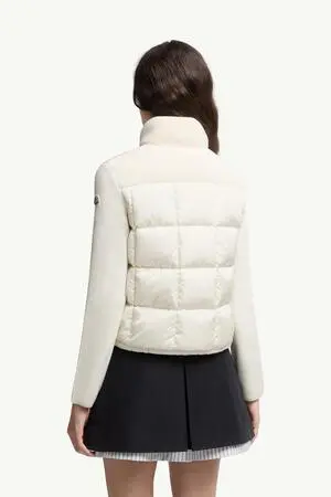 Moncler Square-quilted Padded Wool Zip-up Cardigan - White
