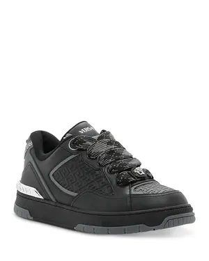 Versace Leather Biggie Basket Sneakers - Black