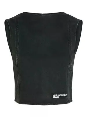 Karl Lagerfeld Coated Denim Sleeveless Blouse