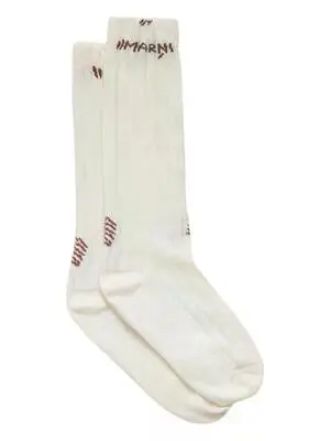 Marni Embroidered Logo Socks - White