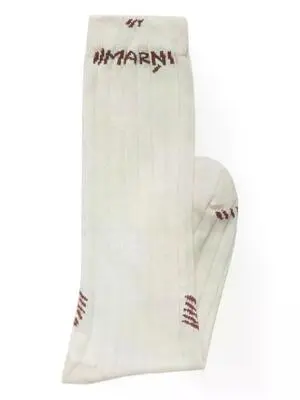 Marni Embroidered Logo Socks - White