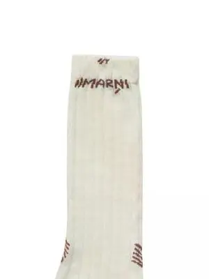 Marni Embroidered Logo Socks - White