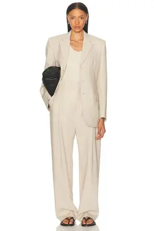 Wardrobe.NYC Light Longline Blazer - Sand