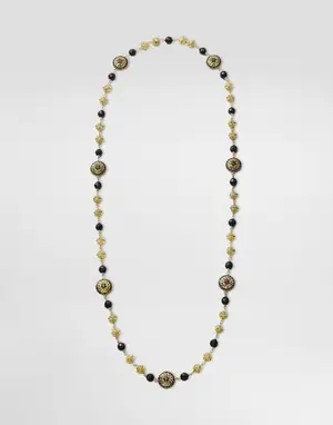 Dolce & Gabbana Sicily Necklace With Black Sapphires And Jade - Gold