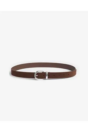 7 For All Mankind Metal Loop Suede Belt - Chocolate
