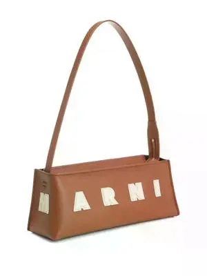 Marni Embossed Logo Leather Shoulder Bag - Brown