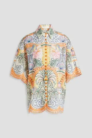 Zimmermann Embroidered Broderie Anglaise Linen Shirt - Ecru