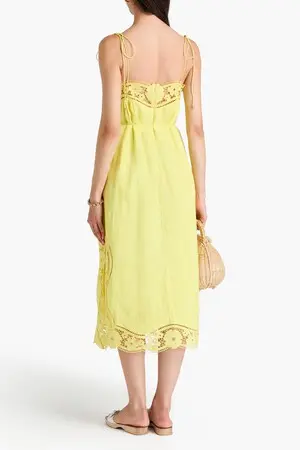 Zimmermann Broderie Anglaise Linen Midi Dress