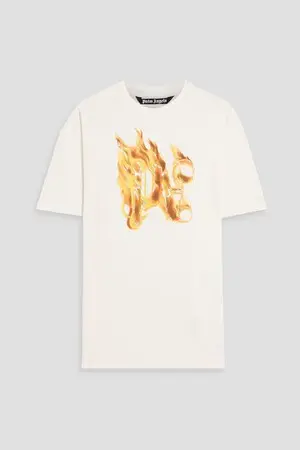 Palm Angels Burning Monogram Logoprint Cottonjersey Tshirt - White