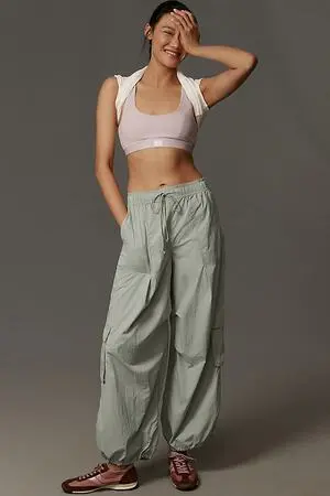 DAILY PRACTICE BY ANTHROPOLOGIE Base Jump Parachute Pants Guacamole