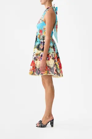 Camilla Ruffle Hem Halterneck Mini Dress - Bathing Bombshell