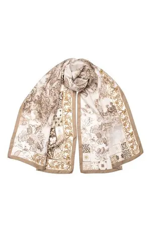ELIZABETTA Toilelong Silk Scarf For - Tan