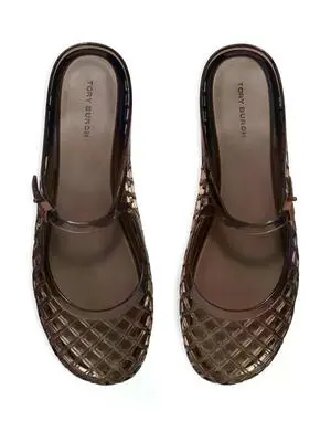Tory Burch Mellow Mary Jane Slides With Perforated Design And Adjustable Strap