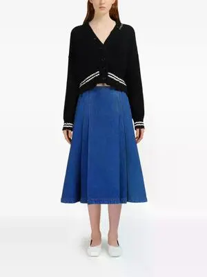 Marni Pleated Denim Midi Skirt