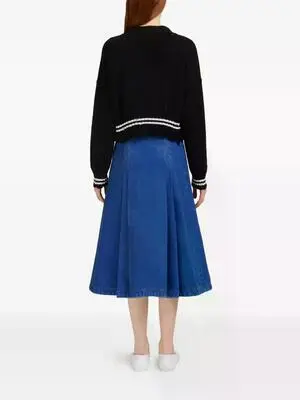 Marni Pleated Denim Midi Skirt