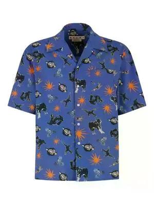 Marni Graphic-print Short-sleeve Shirt - Blue