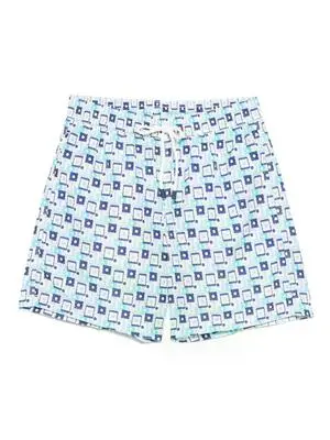 FIORIO MILANO Geometric-print Swim Shorts - Blue